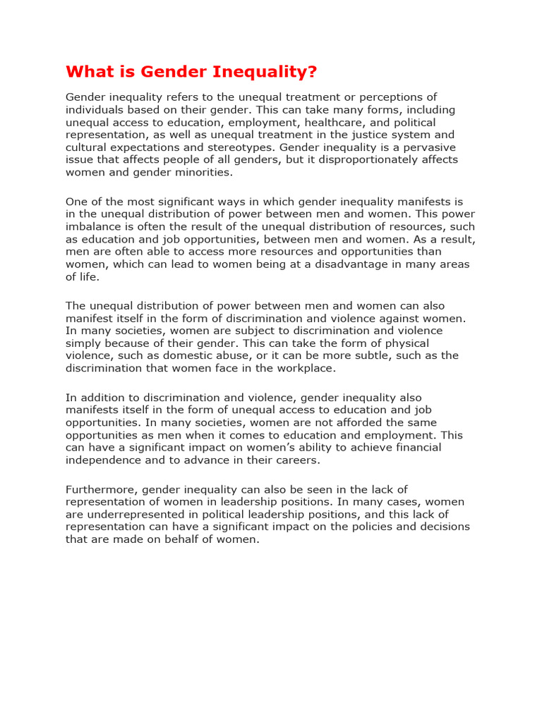What is Gender Inequality | PDF