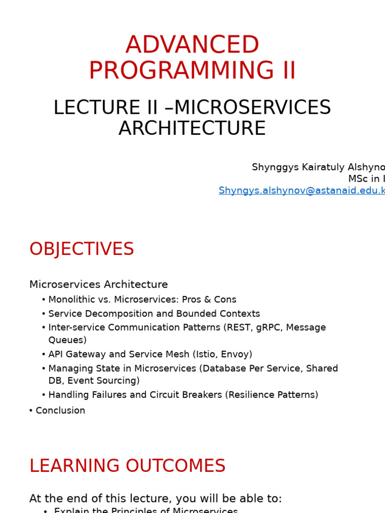 AP2 Lecture 2 - Microservices Architecture | PDF | Software Architecture | Computer Programming