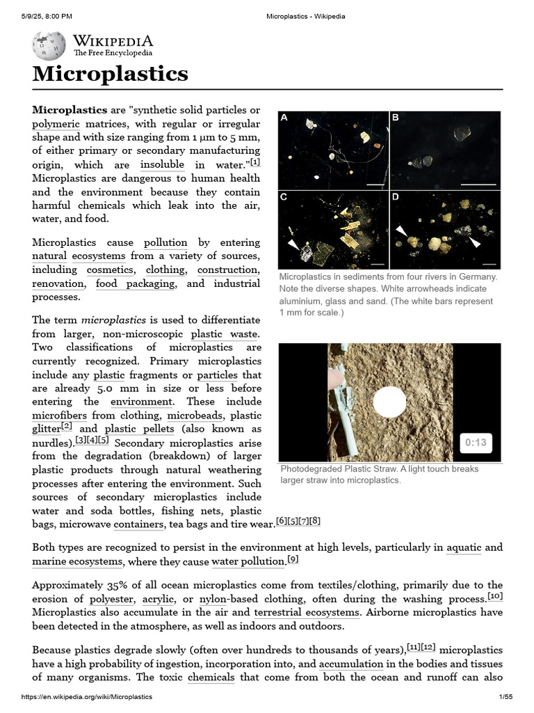 Microplastics - Wikipedia | PDF | Sewage Treatment | Plastic