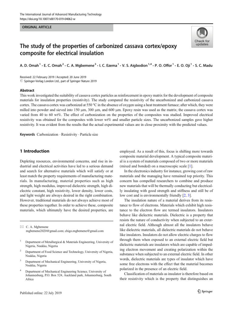 A D Omah The Study of The Properties of Carbonized Cassava Cortex Epoxy ...