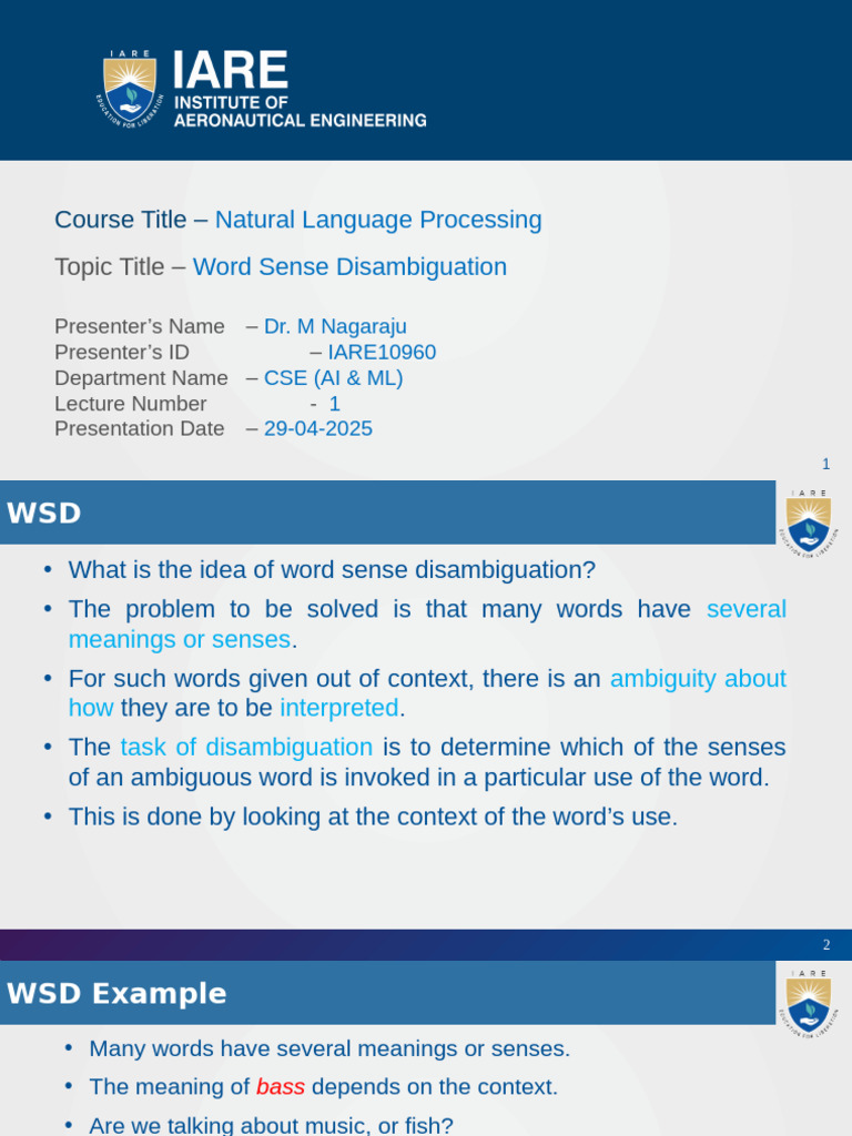Understanding Word Sense Disambiguation | PDF | Cognitive Science ...