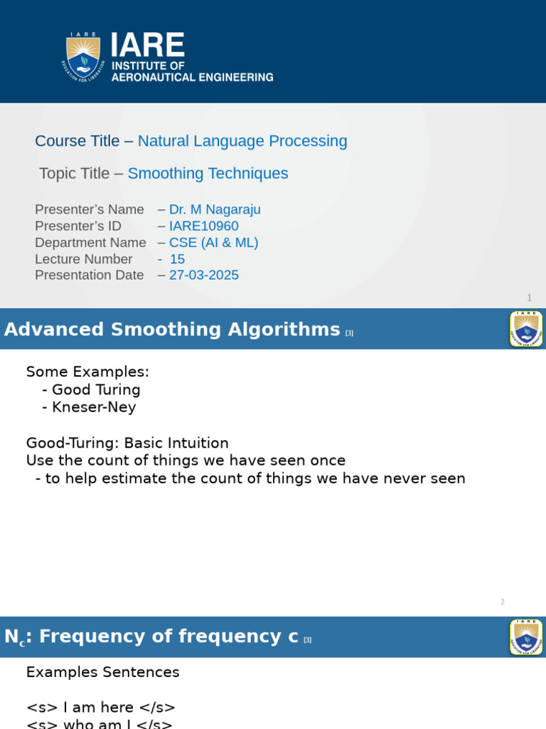 Advanced Smoothing in NLP Models | PDF | Bit | Information
