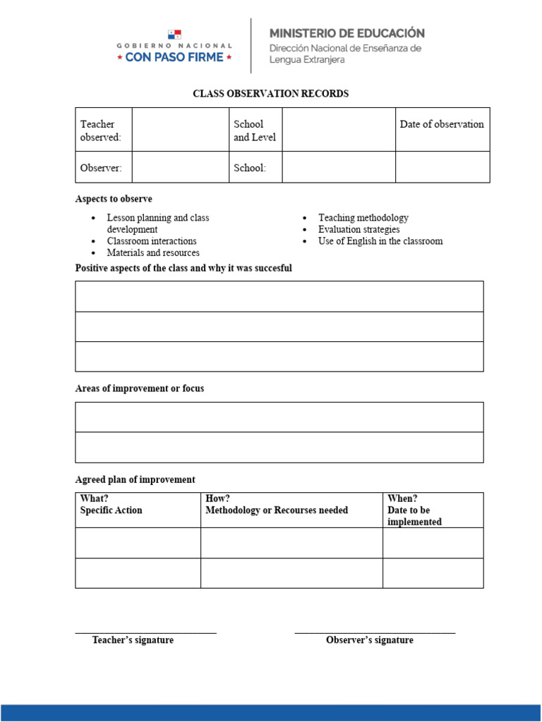 Class Observation Records | PDF