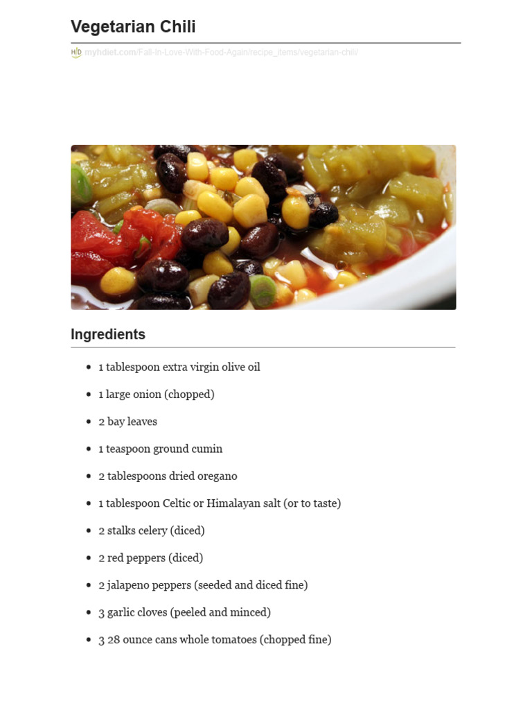 Vegetarian Chili | PDF