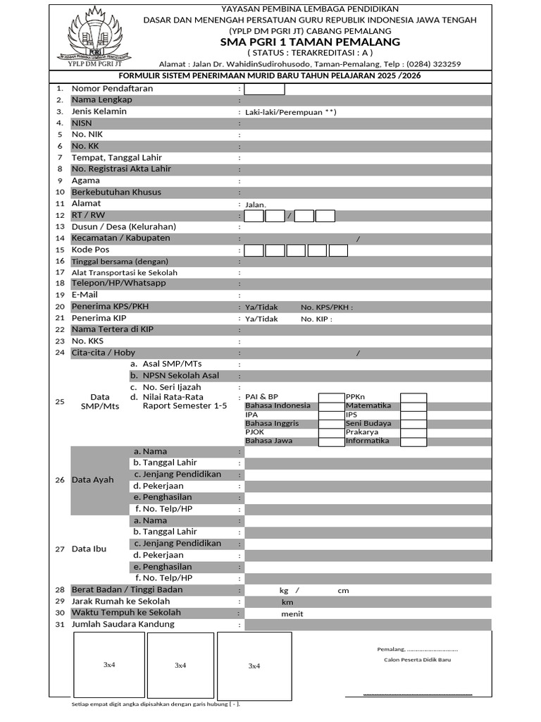 2 Formulir SPMB 2025 | PDF
