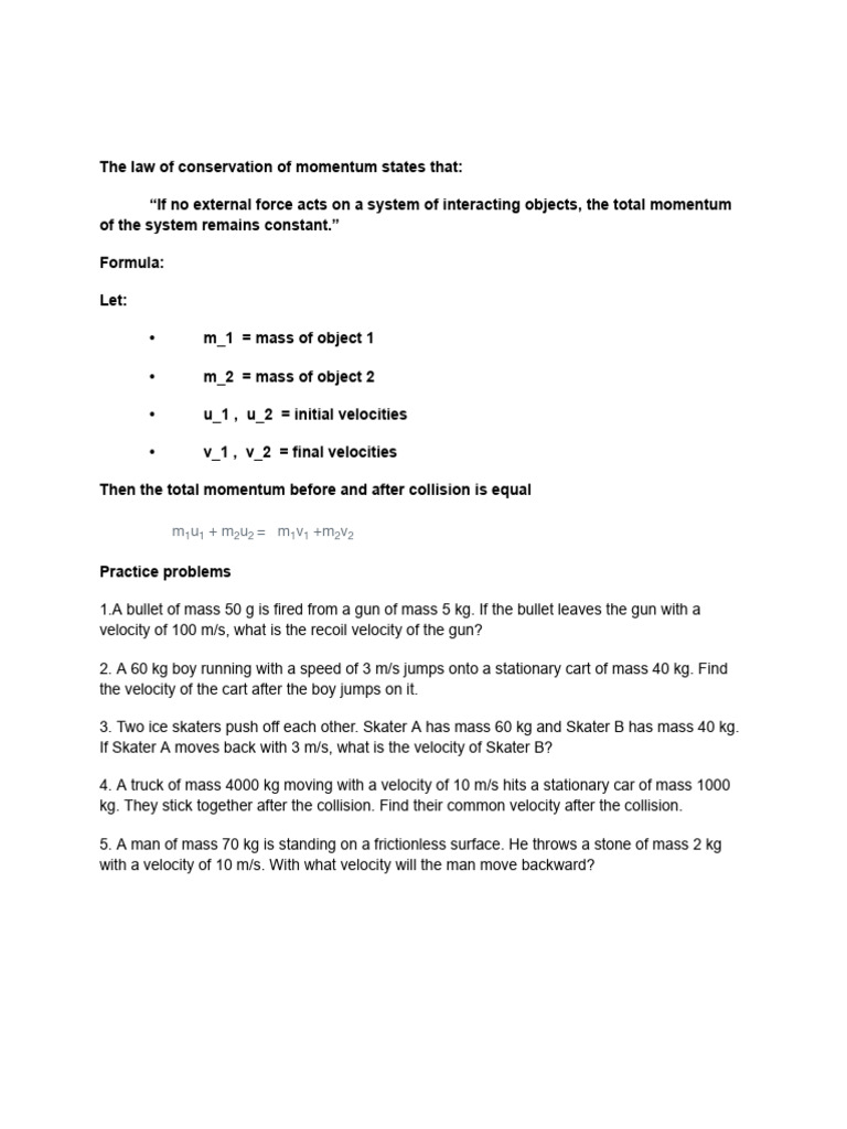 Assignment Conservation of Momentum | PDF