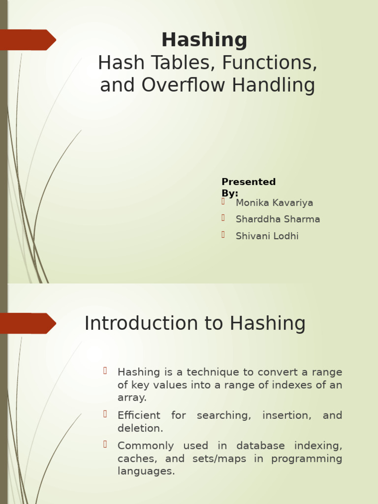 Hashing Presentation | PDF | Database Index | Data Management