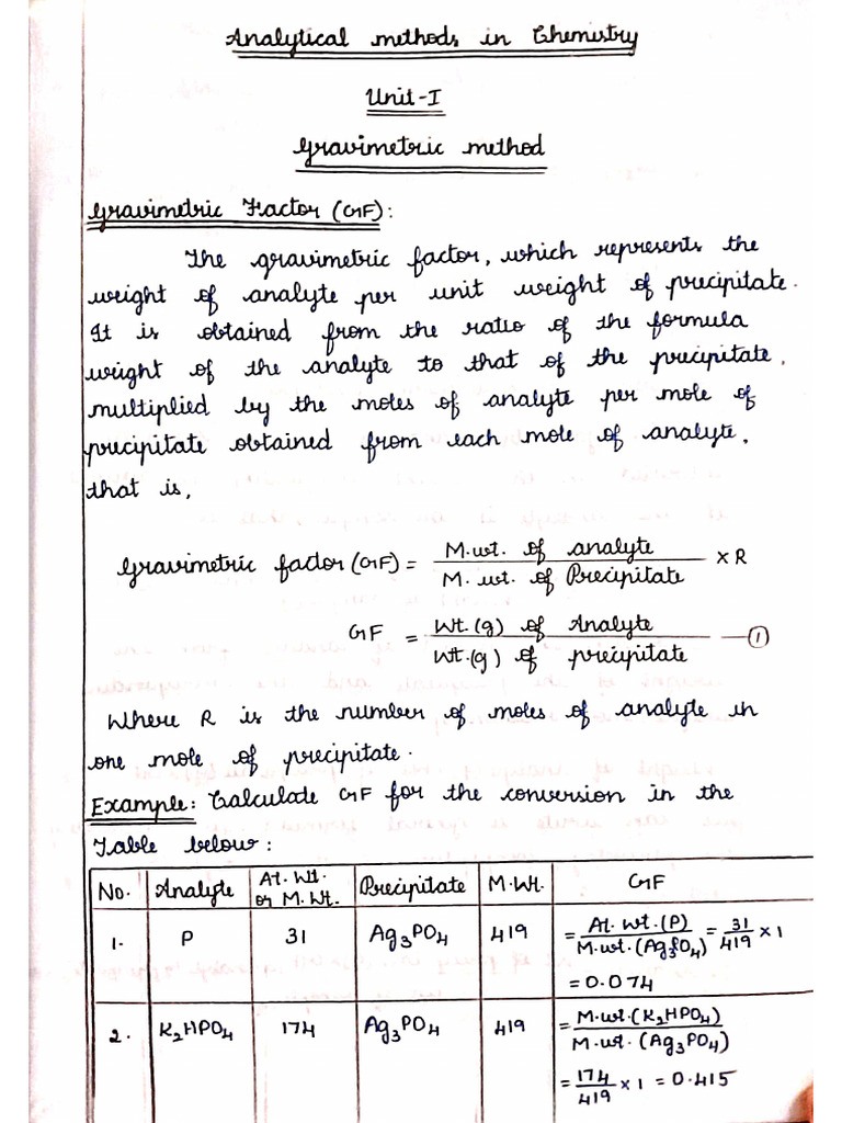 Analytical Chemistry - Unit-1 - Gravimetric Method | PDF
