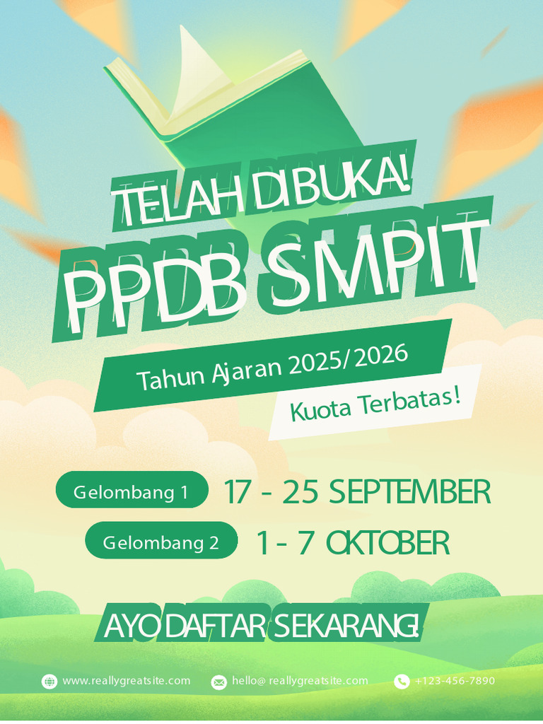 Poster Informasi PPDB Modern Ilustratif Hijau Putih | PDF