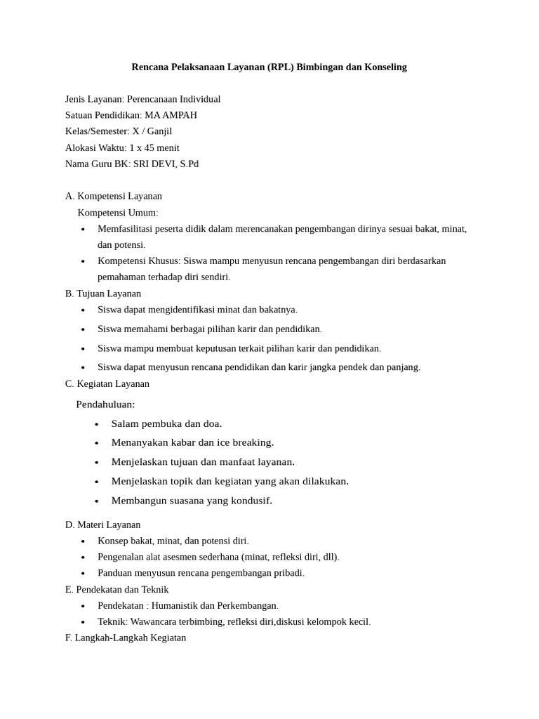 RPL BK Layanan Individual | PDF