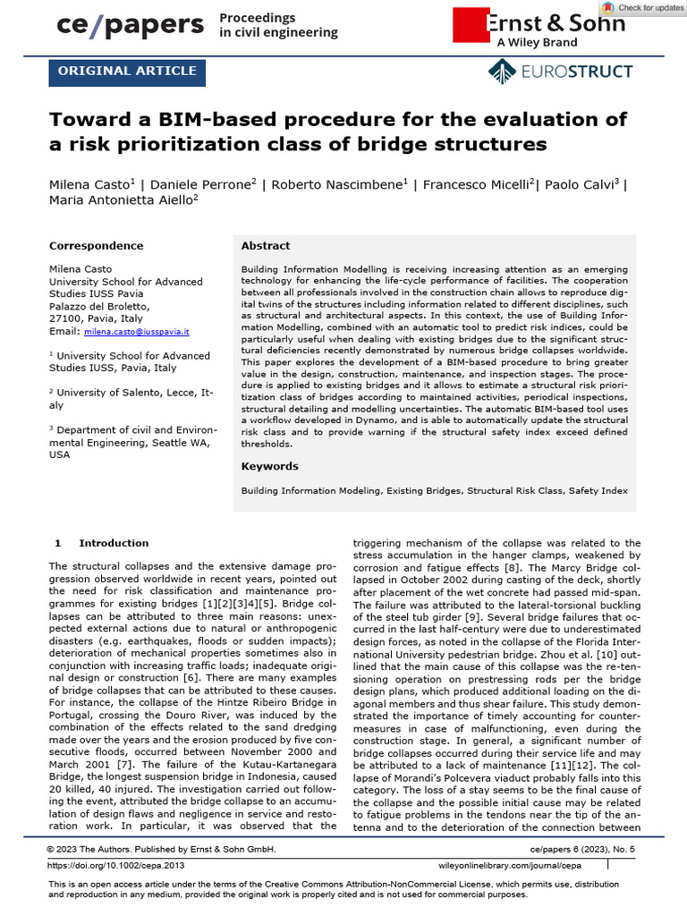Ce Papers - 2023 - Casto - Toward A BIM Based Procedure For The ...