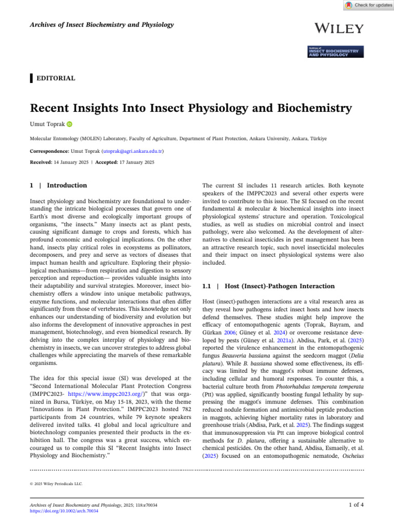 Arch Insect Biochem Physiol | PDF | Insecticide | Rna Interference