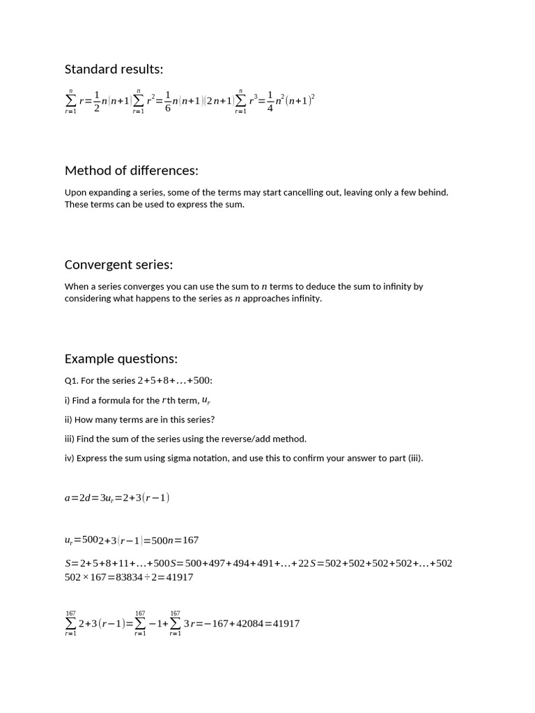 Summation Techniques and Examples | PDF | Summation | Mathematical Notation