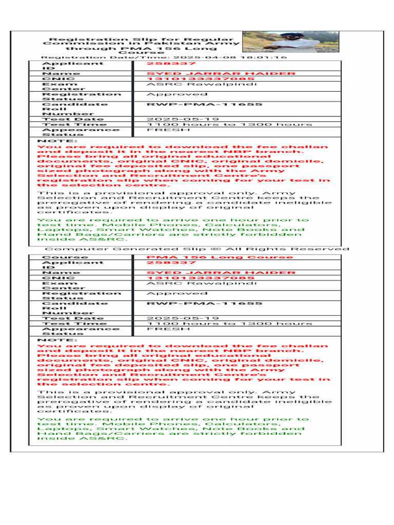 Registration Slip | PDF