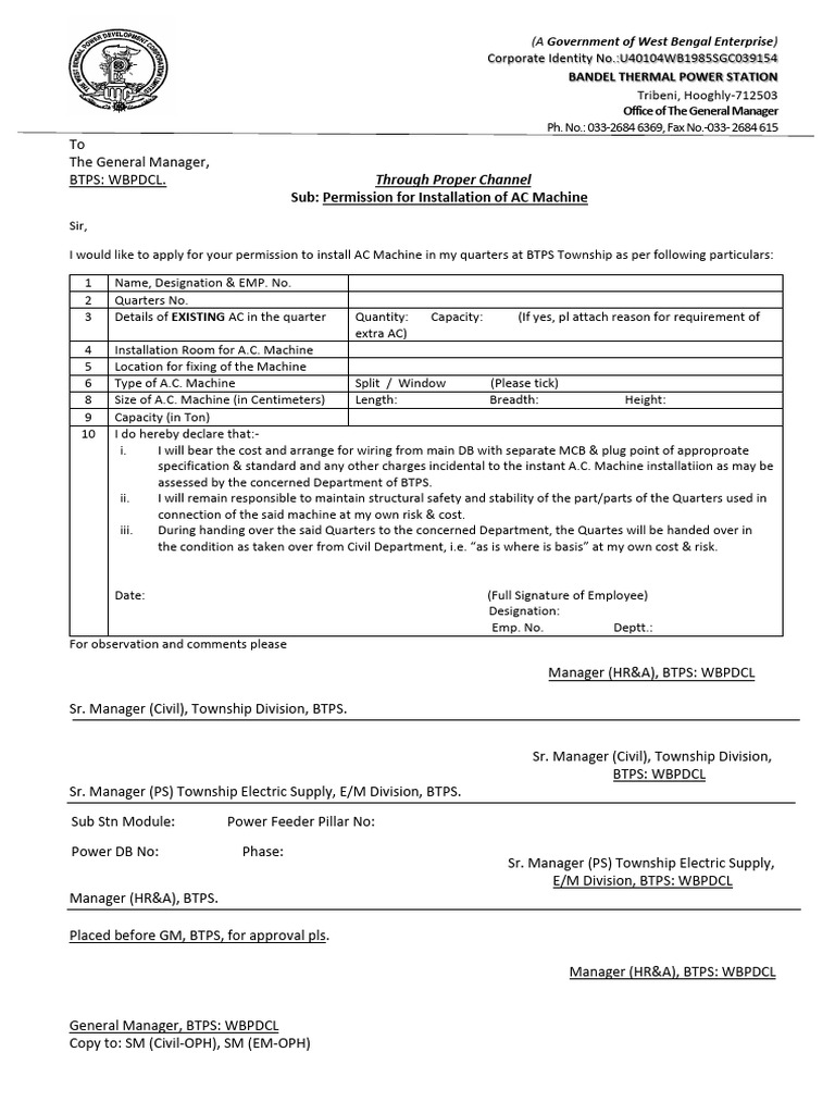 AC Permission Form Final | PDF | Electric Power | Electricity
