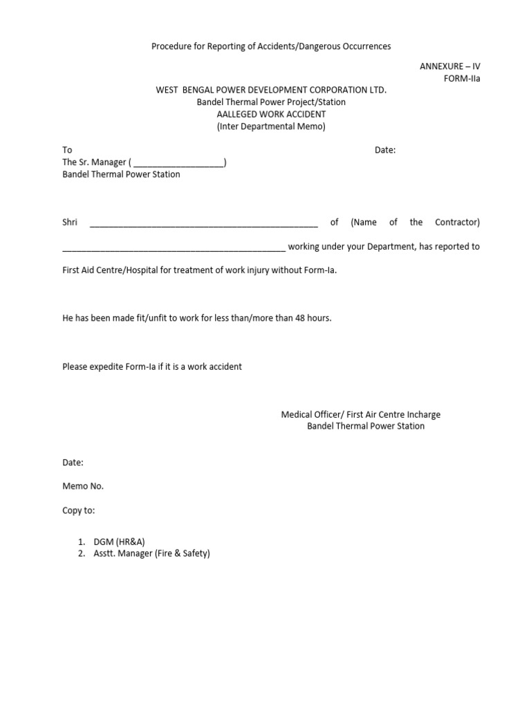 Form IIa: Work Accident Reporting Procedure | PDF
