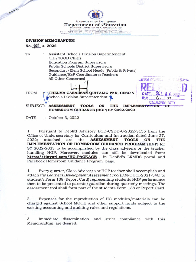 Assessment Tools On The Implementation of HGP | PDF | Learning | Decision Making