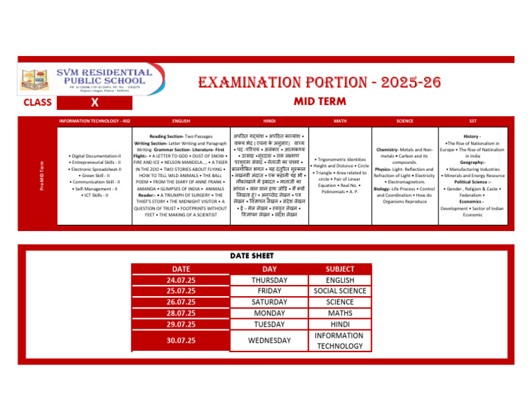 Mid Term Exam Portion X 2025-26-4 | PDF
