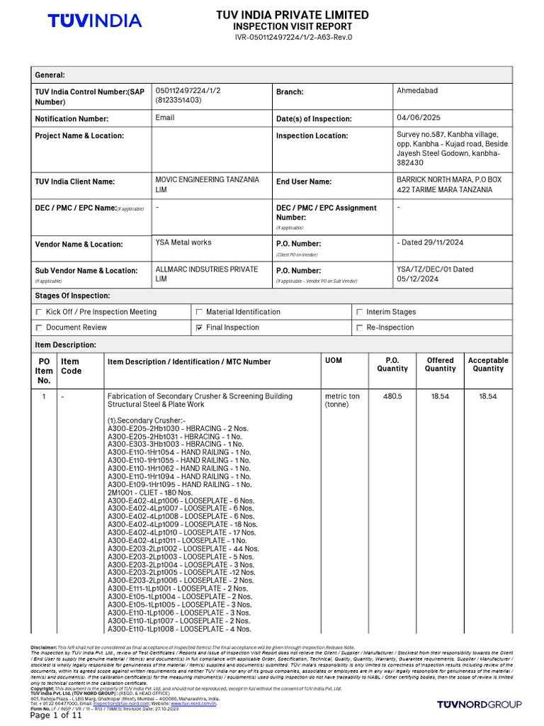 IVR 050112497224 - 1 - 2 A63 Rev.0 | PDF | Specification (Technical Standard) | Calibration