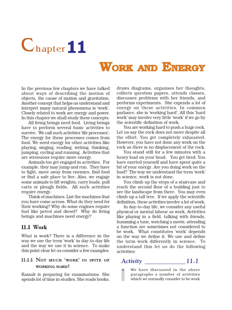 Class9 Science Unit11 NCERT TextBook EnglishEdition | PDF | Potential Energy | Watt