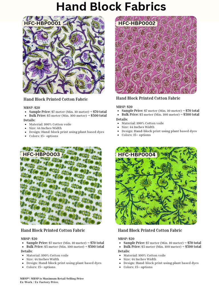 HeartfulCraft Hand Block Fabrics | PDF | Textiles | Dye