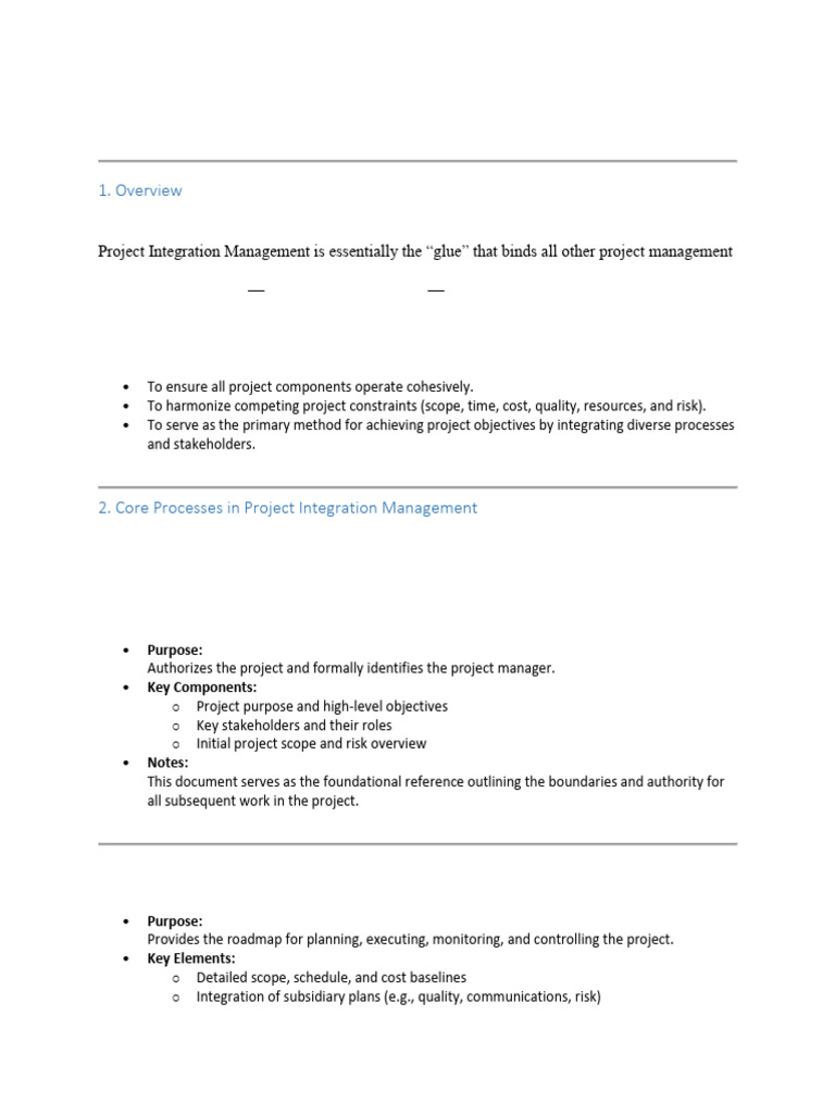 Project Integration Management Overview | PDF | Project Management ...