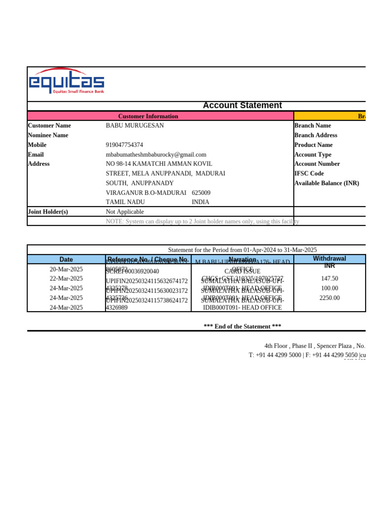 Account Summary Report 20250324090418744 | PDF | Banking | Financial ...