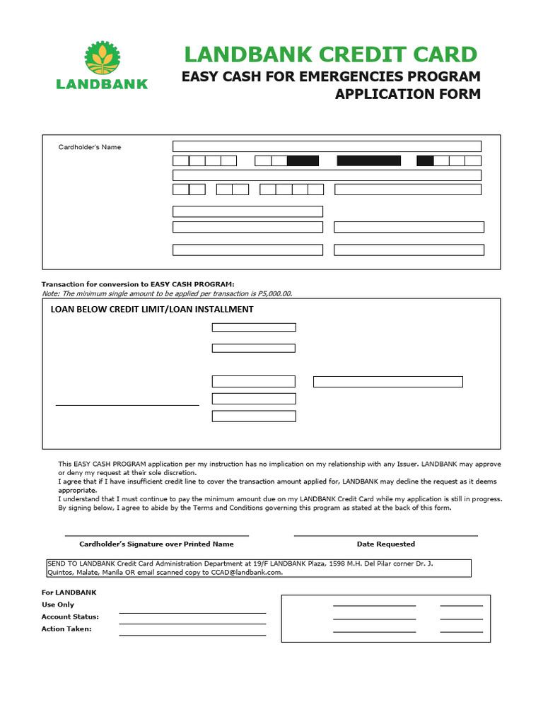 Easy Cash Application Form | PDF | Credit Card | Banking