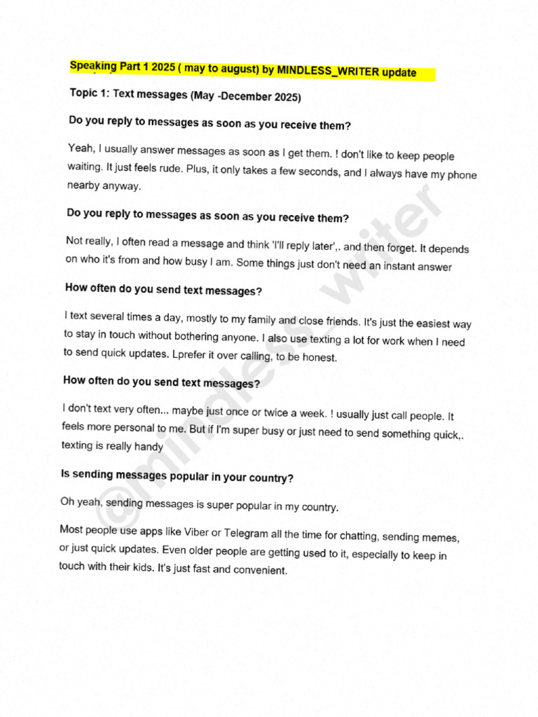 New Speaking Booklet | PDF