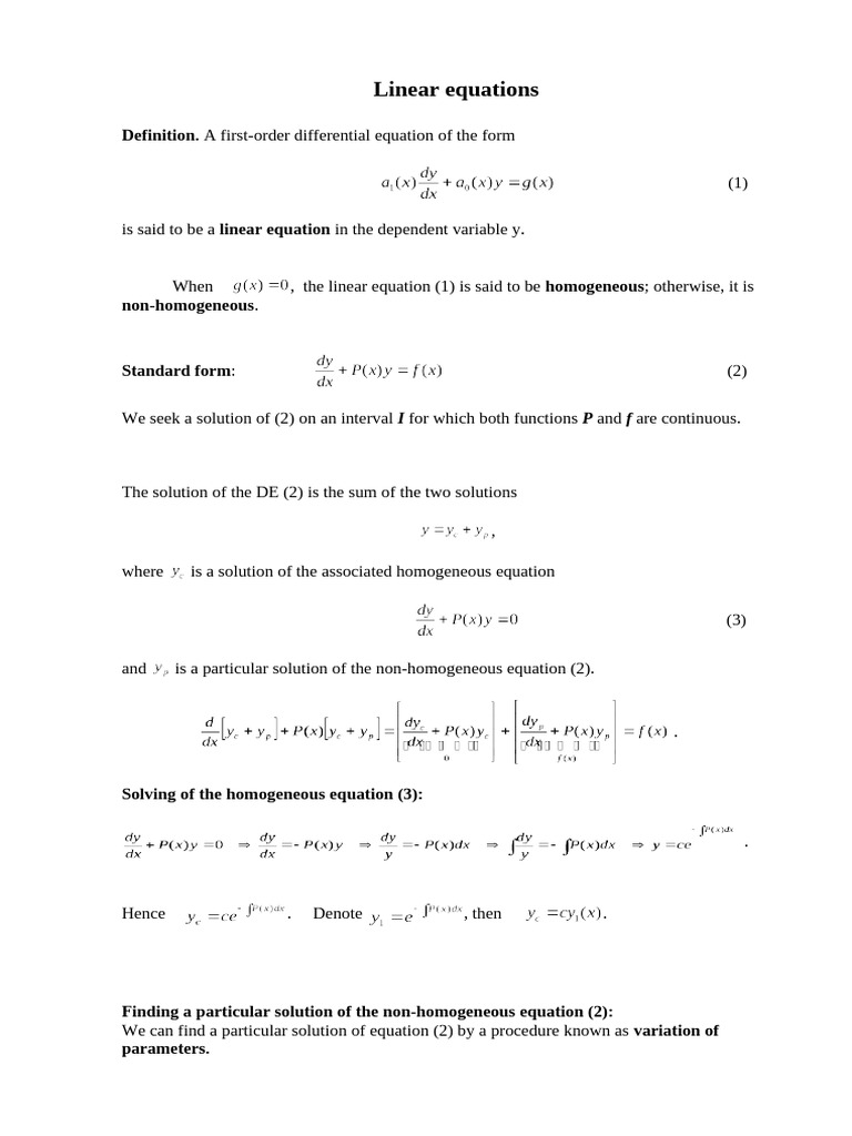Lecture 4 Linear First-Order Equations | PDF