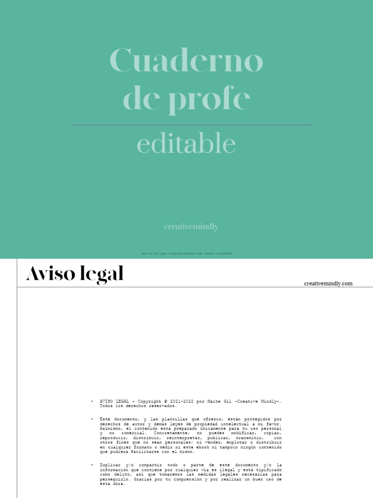 Plantillas Editables para Cuaderno del Profe | PDF | Contraseña ...