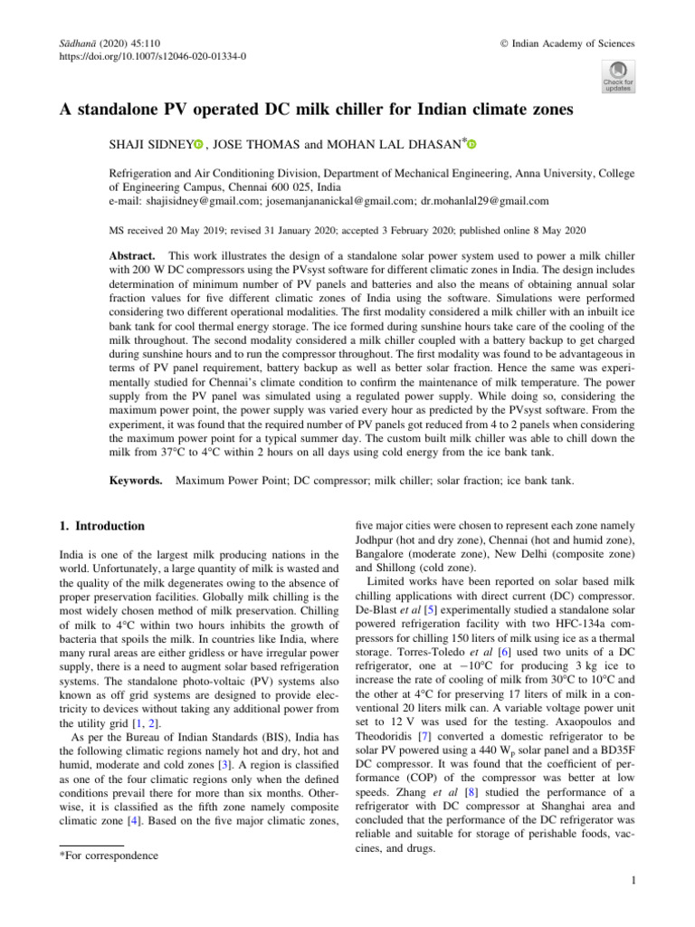 Standalone Solar Milk Chiller Design | PDF | Photovoltaics | Electricity
