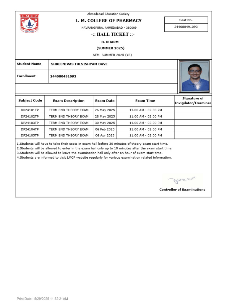 Hallticket 1748498541219 | PDF