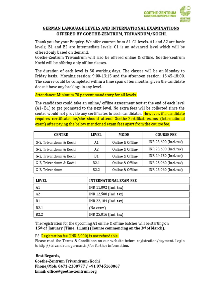 German Language Levels and International Examinations Offered by Goethe ...