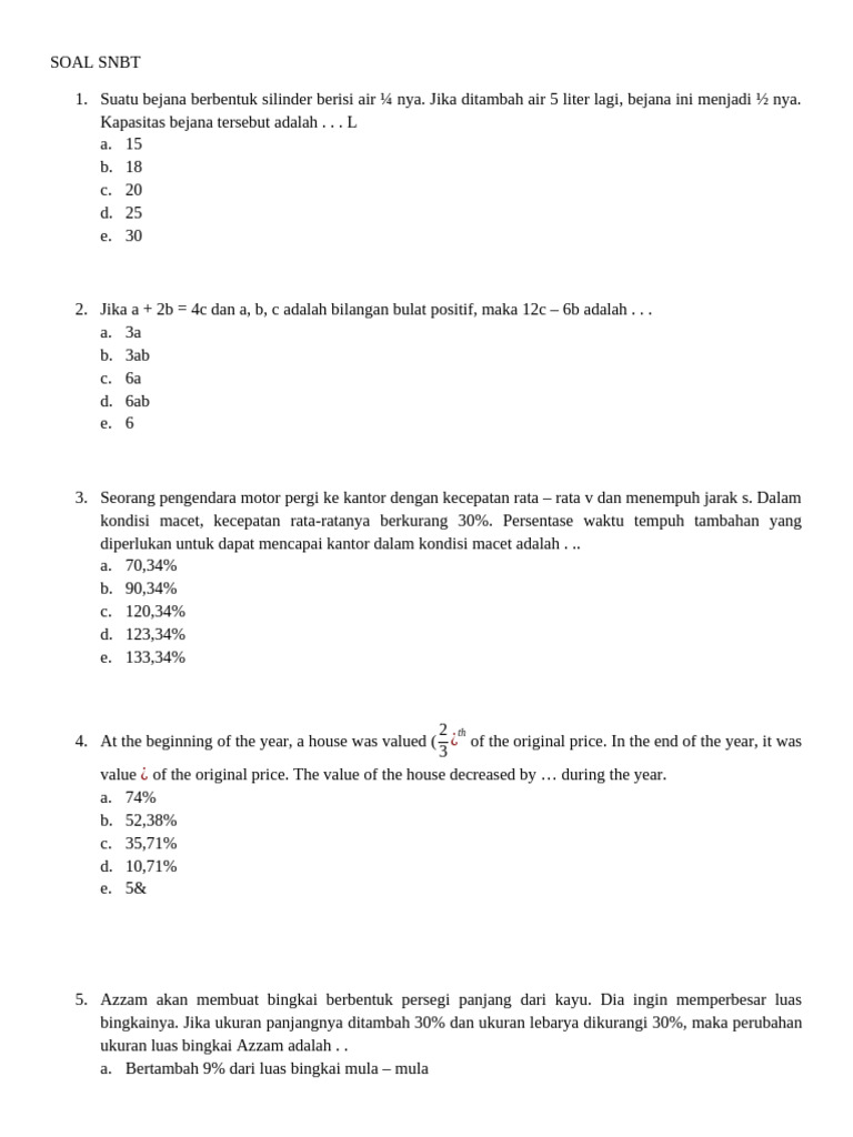 Soal SNBT: Matematika dan Logika 2023 | PDF