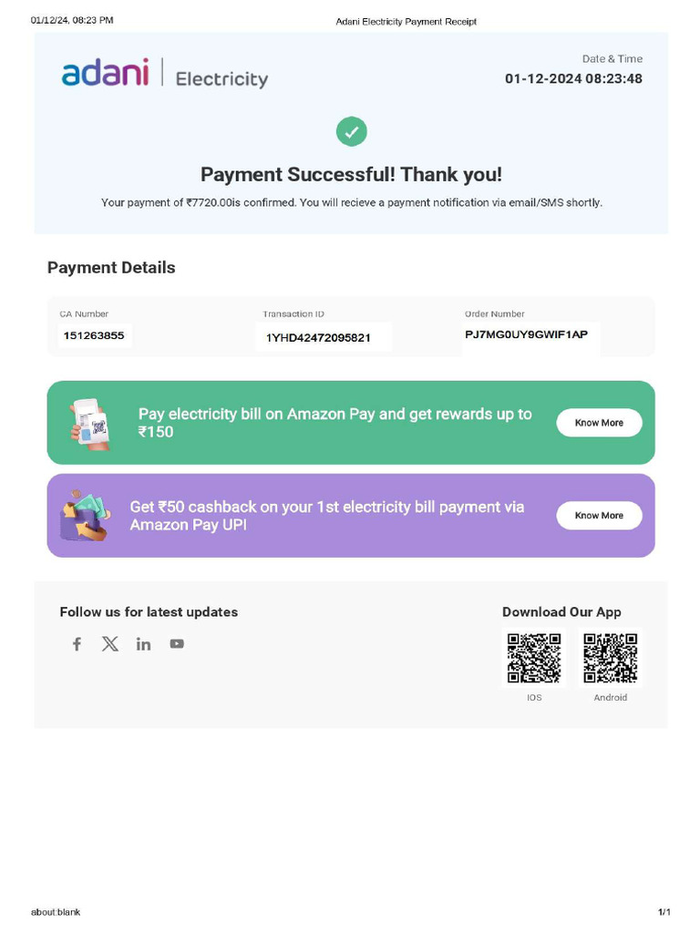 Adani Electricity Payment Receipt......... | PDF