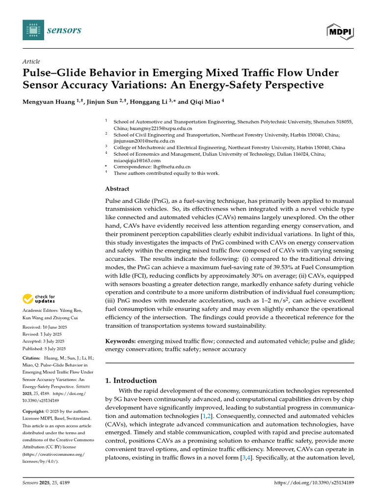 Pulse-Glide Behavior in Emerging Mixed Traffic Flow Under Sensor ...