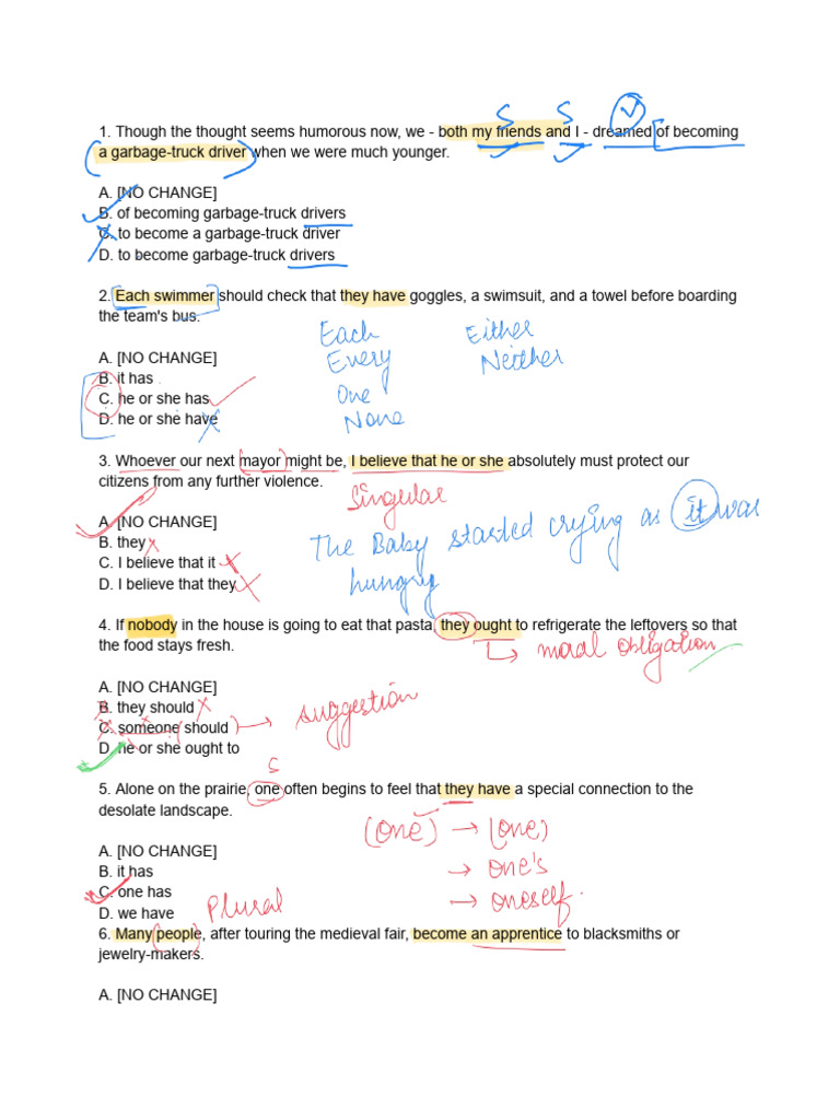 Pronouns SAT English Practice Set 1 | PDF