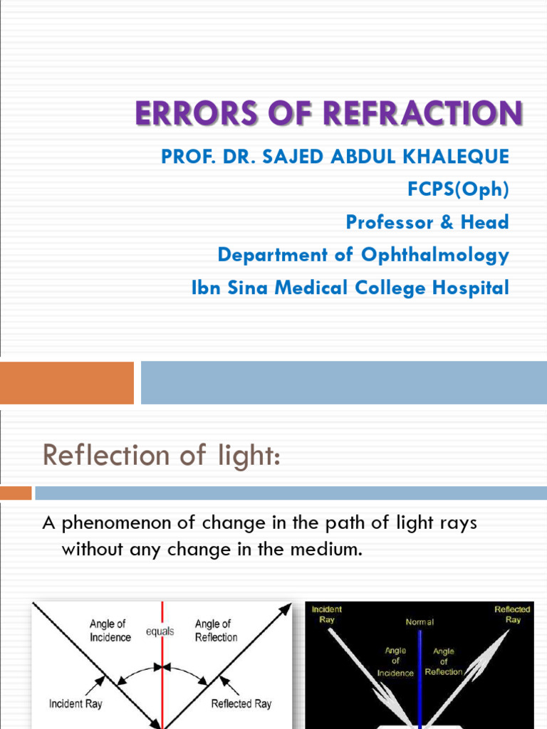 ERRORS OF REFRACTION New | PDF | Myopia | Senses