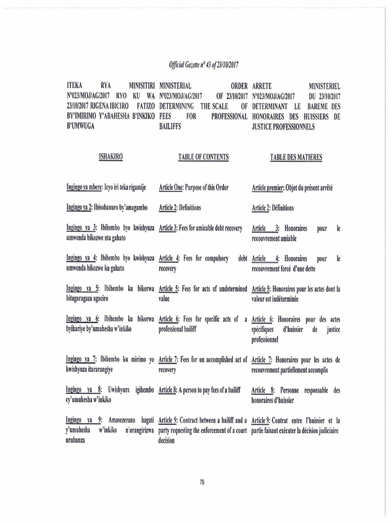 Ministerial Order Determining The Scale of Fees For Professional ...