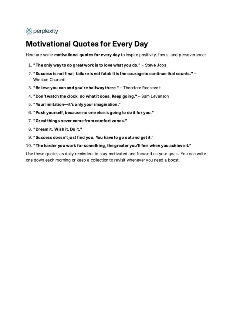 Daily Motivational Quotes for Positivity | PDF