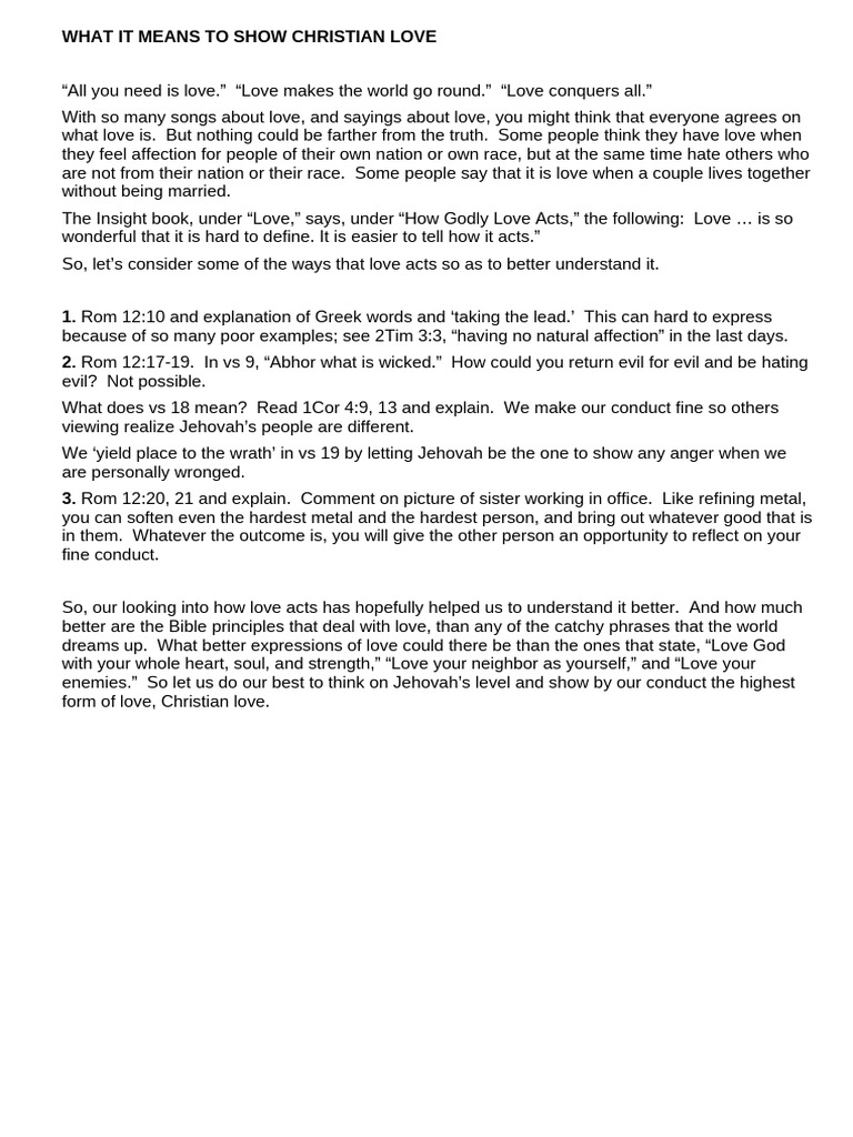 Understanding Christian Love in Action | PDF
