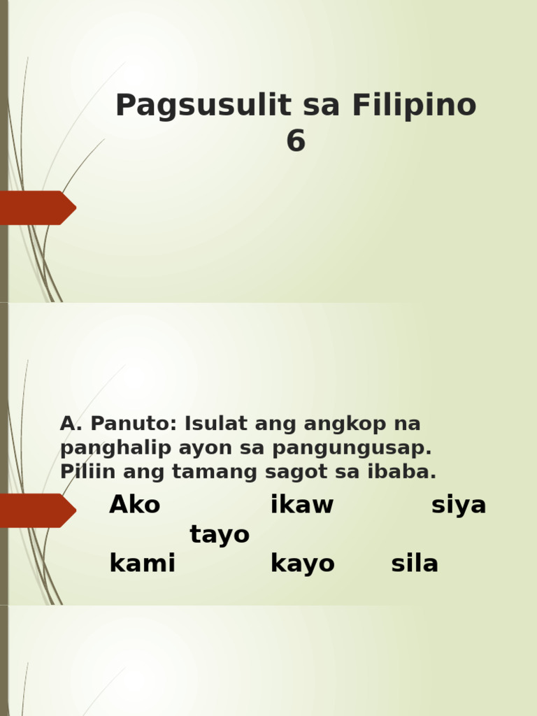Pagsusulit Sa Filipino 6 | PDF