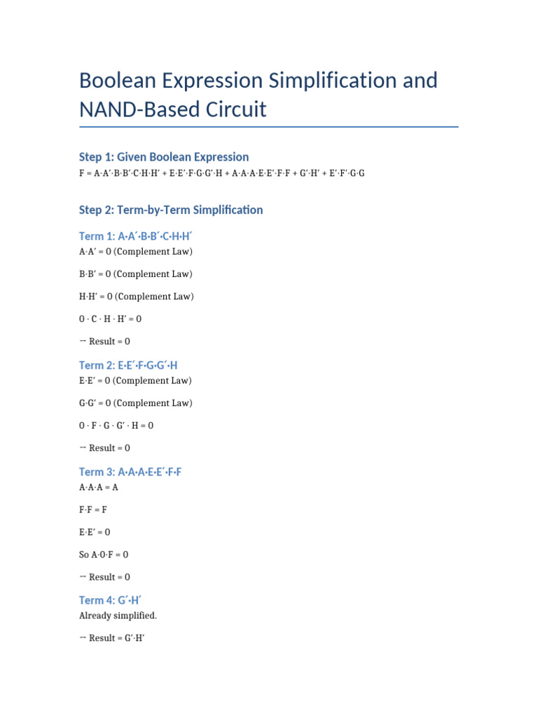 Boolean Simplification NAND Final | PDF | Logic Gate | Electronic ...