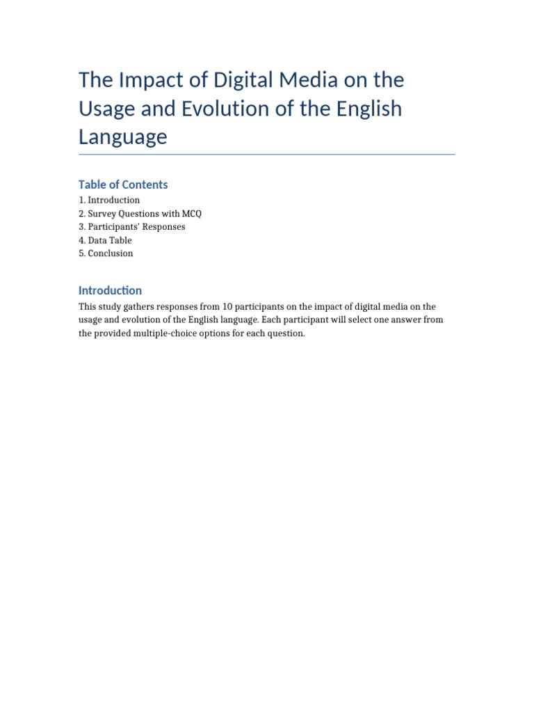 Digital Media Impact Assignment Participants | PDF | English Language | Slang