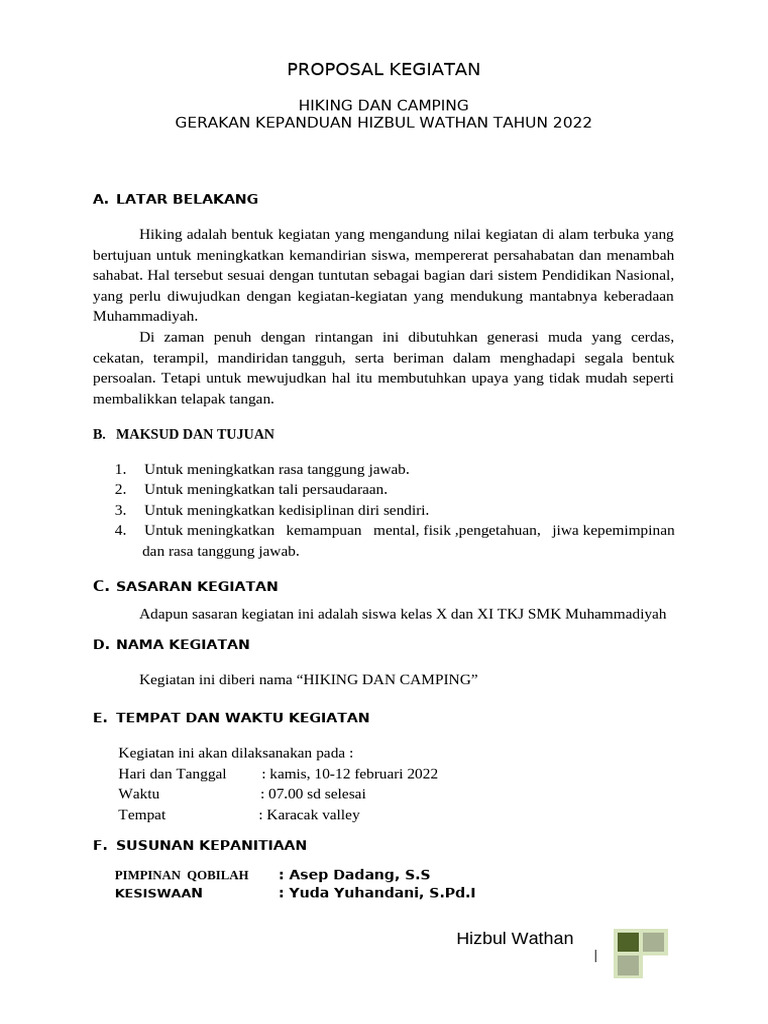 Proposal Kegiatan Hiking 2022 | PDF