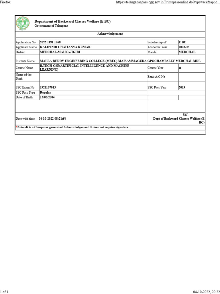 Ack No Ledge Ment | PDF