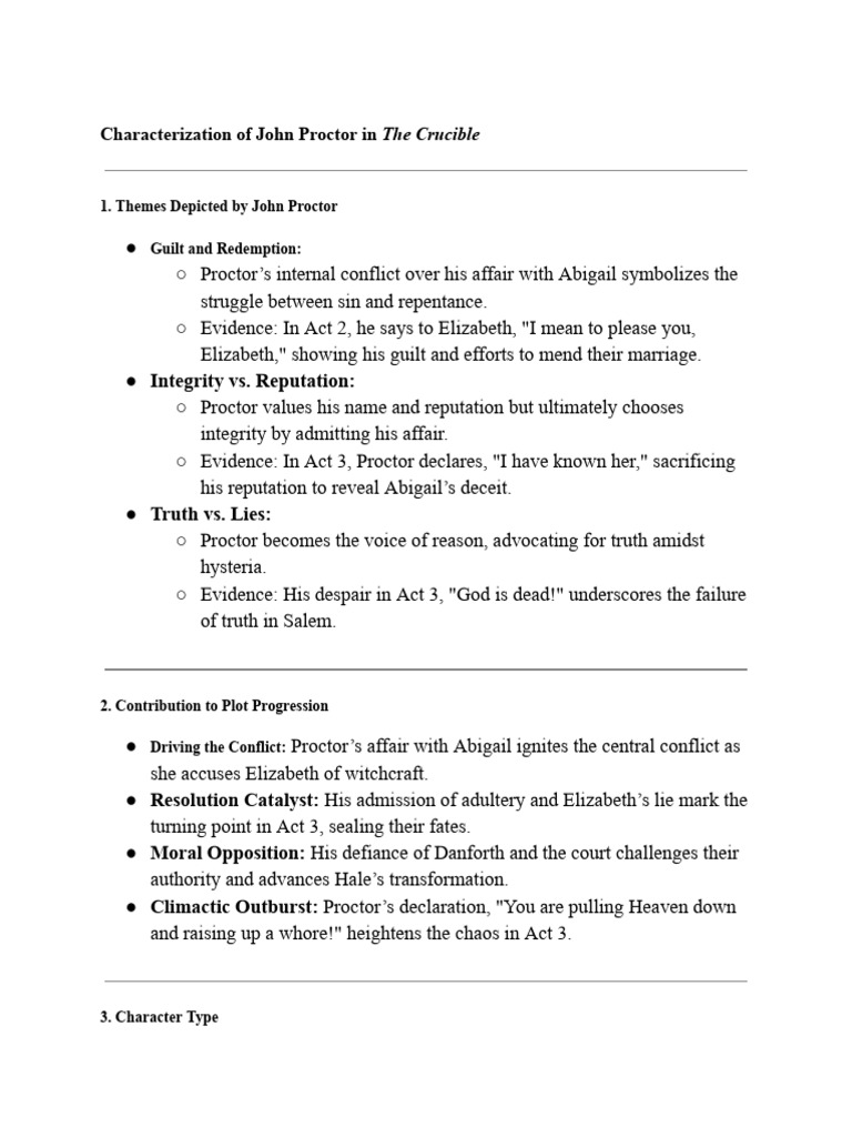 John Proctor: Integrity and Redemption | PDF