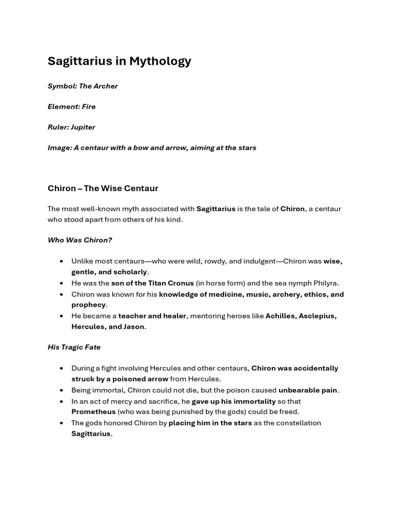 Sagittarius in Mythology | PDF