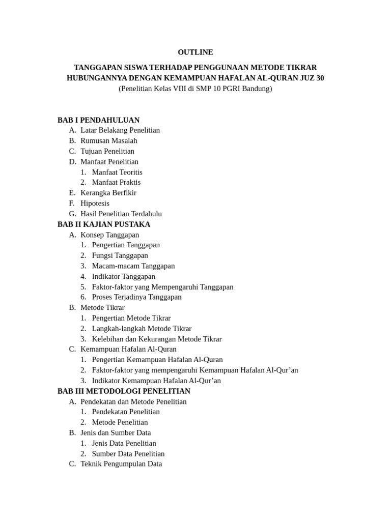 Outline Skripsi Udoh - 2 | PDF